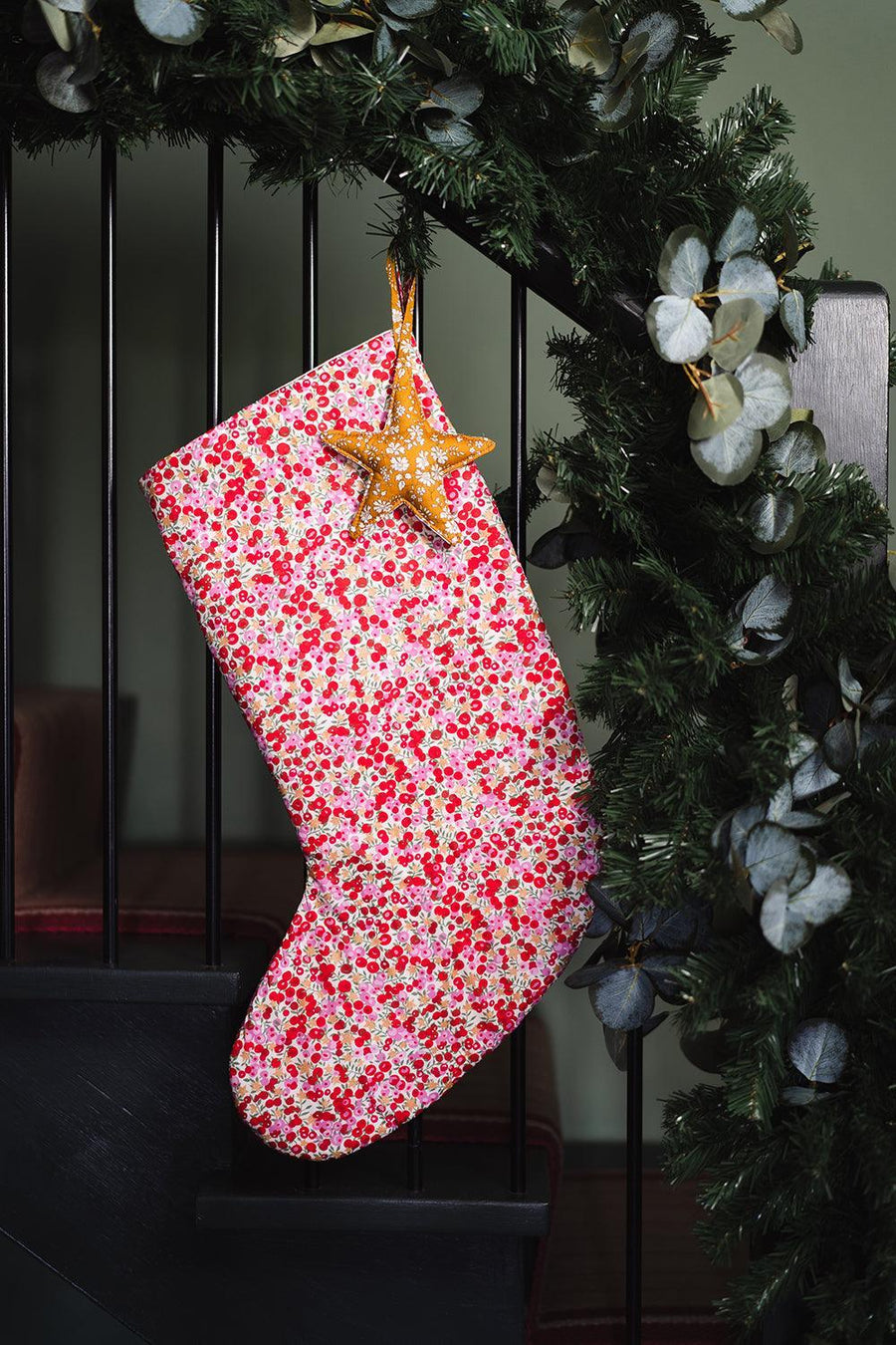 Coco & Wolf Christmas Stocking made with Liberty Fabric WILTSHIRE STAR
