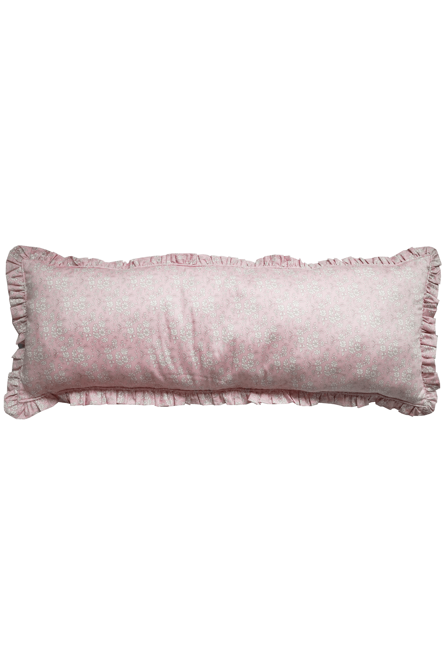Coco & Wolf Ruffle Bolster Lumbar Cushion Liberty Fabric Capel Pink