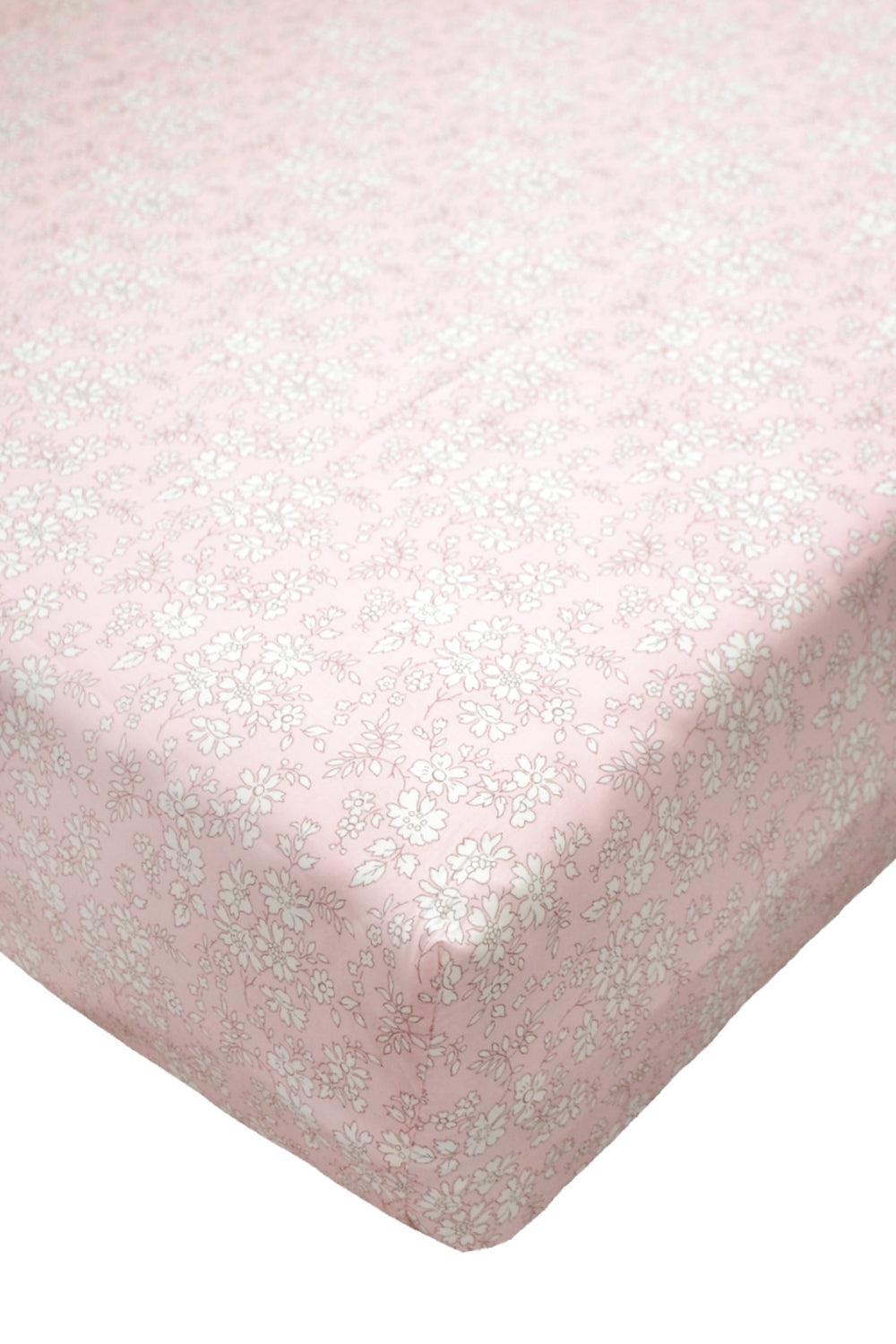 Coco & Wolf Fitted Sheet Liberty Fabric CAPEL PINK