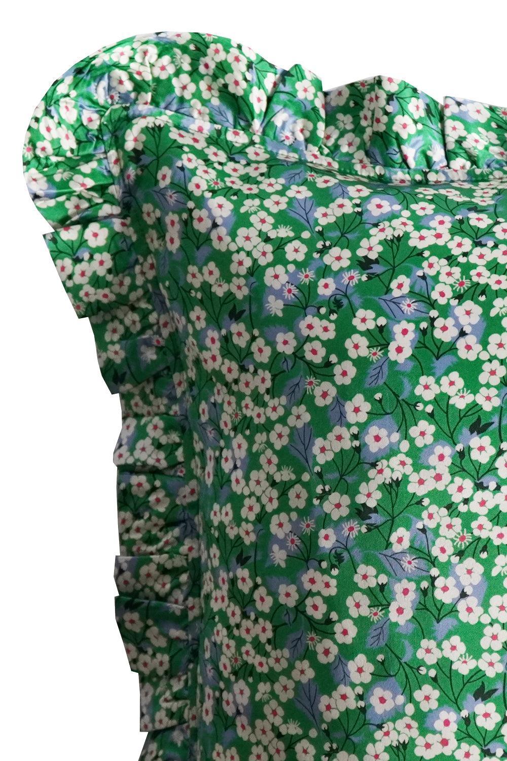 Coco & Wolf Frill Silk Pillowcase MITSI EMERALD