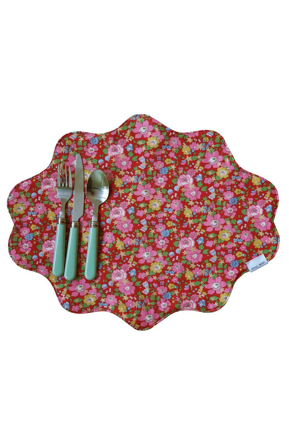 Coco & Wolf Reversible Wavy Placemat made with Liberty Fabric BETSY STAR & CAPEL PISTACHIO