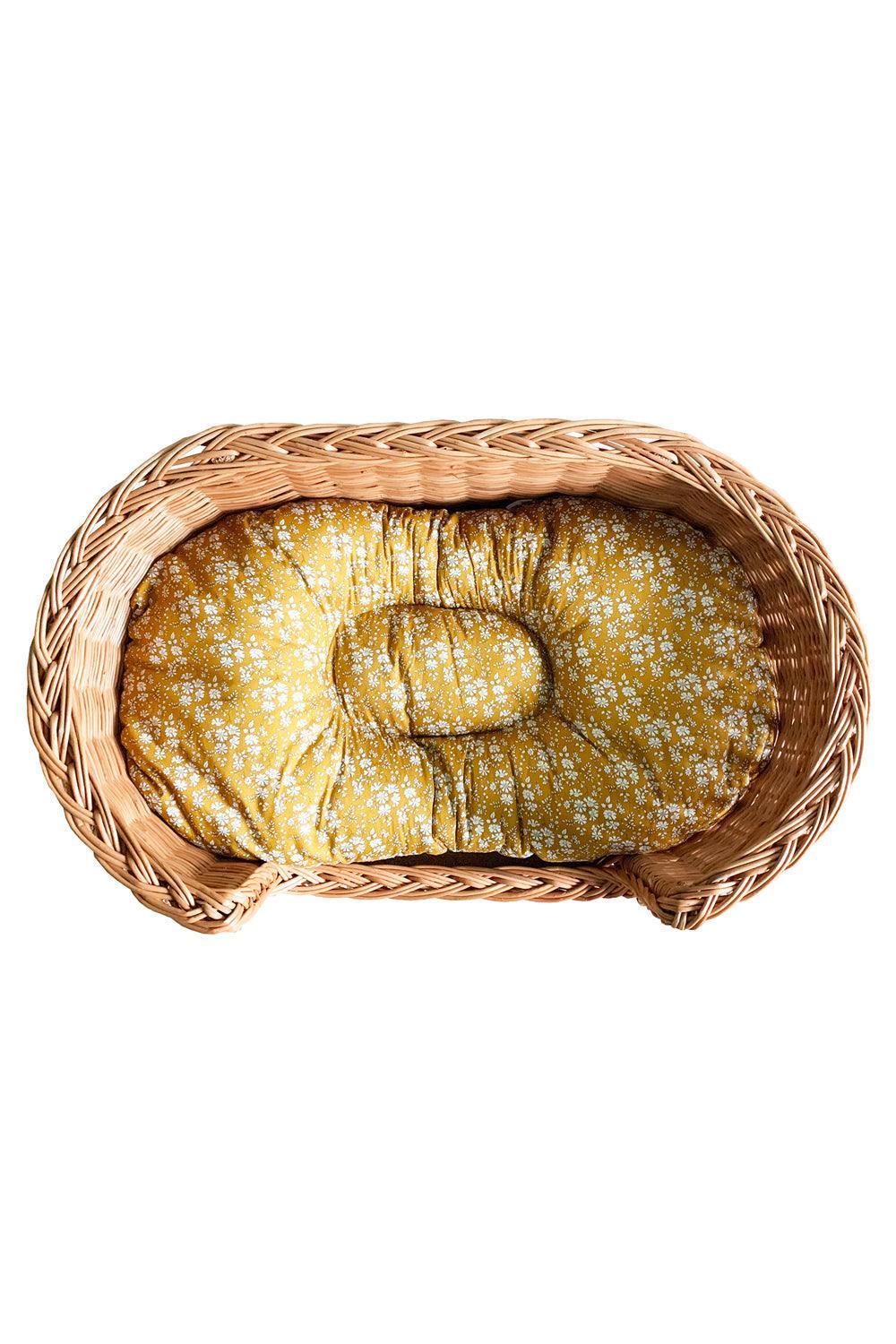 Coco & Wolf Oval Wicker Pet Bed Liberty Fabric CAPEL MUSTARD
